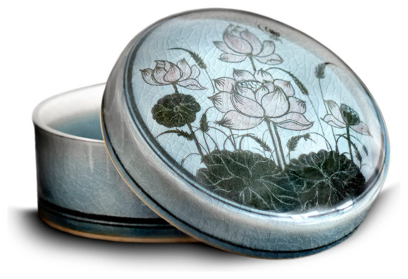 Lotus Flower Round Box - Asian - Decorative Boxes - by Bailanmu | Houzz