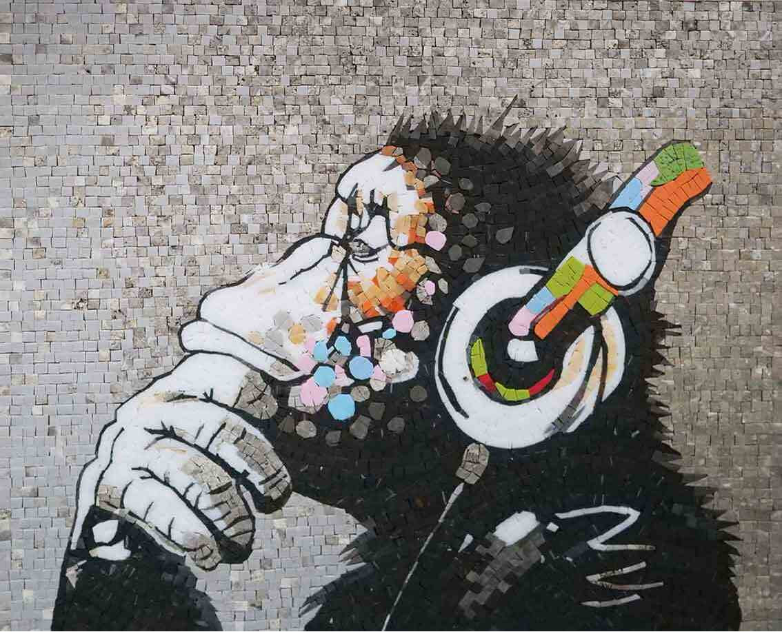 Musical Monkey - Mosaic Art, 47" x 39" - Contemporary - Tile Murals ...