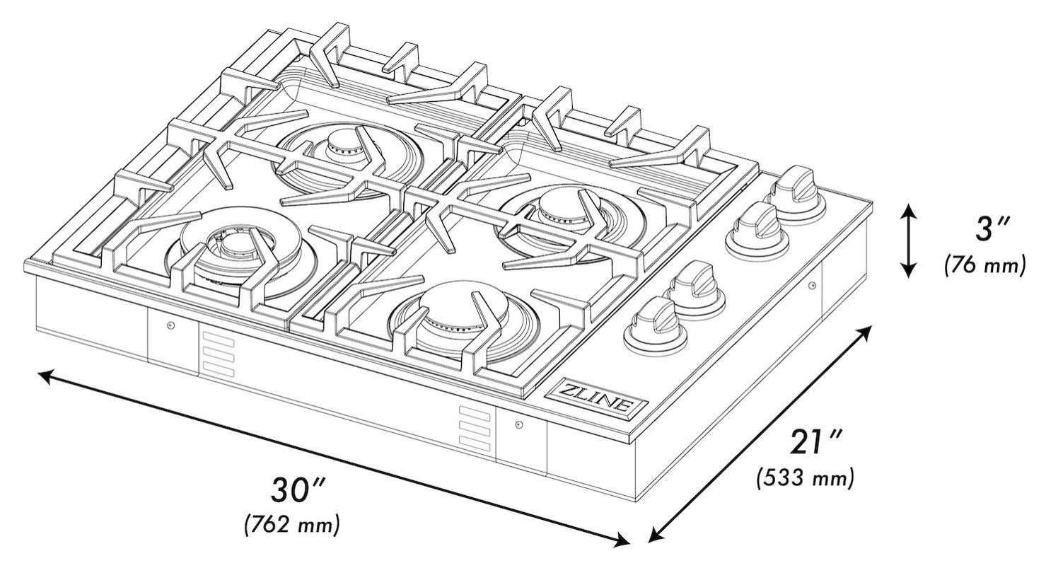 ZLINE 30 In. Dropin Cooktop With 4 Gas Brass Burners, RC-BR-30 - Modern ...