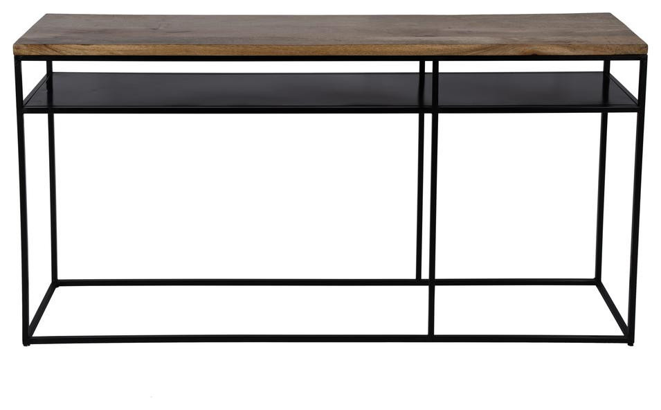 Company Sutton 63 Iron and Wood Console Table with Storage, Light Brown - Contemporary - Console ...