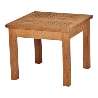 Dane Square Teak Outdoor Side Table - Transitional - Outdoor Side ...