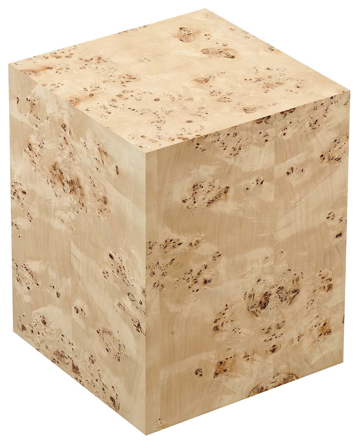 Cosmos 16" Square Burl Wood Side Table, Natural Burl - Transitional ...