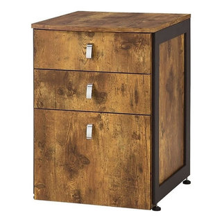 Coaster Estrella 3-Drawer Wood File Cabinet Antique Nutmeg and Gunmetal ...