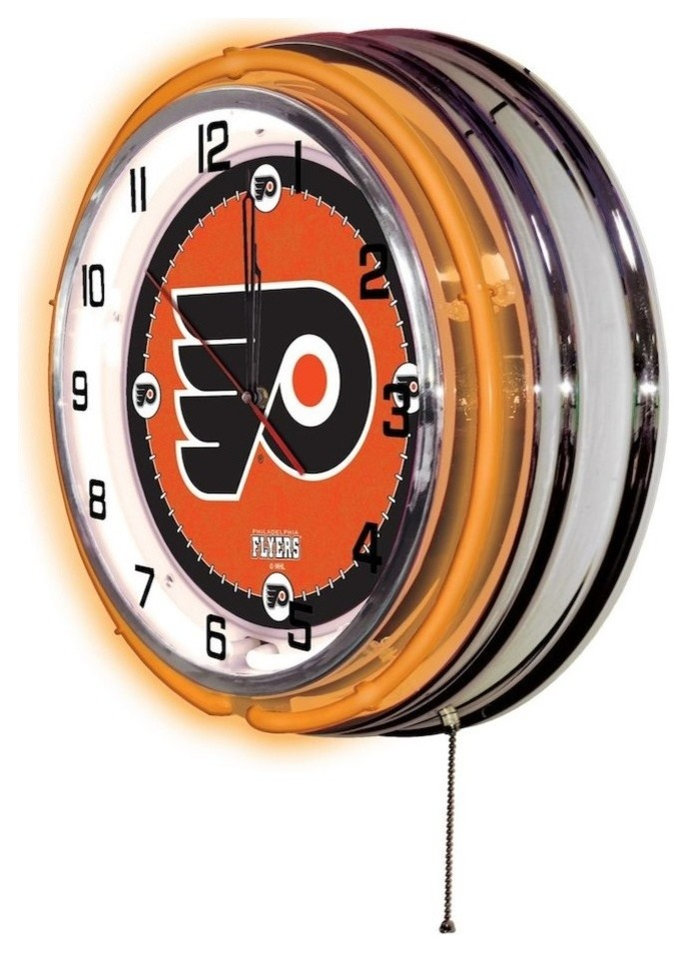 Philadelphia Flyers 19" Neon Clock - Contemporary - Wall Clocks - by ...