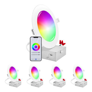 Luxrite 6" Smart LED Recessed Light RGBW Color Changing WiFi 4-Pack ...