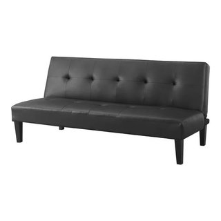 Modern Armless Futon Sofa with Comfortable Faux Leather Upholstery ...