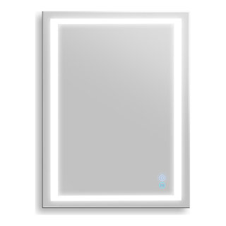 Rectangle No-Frame 3CCT Plug-in Wall Mirror 3-Color LED Lighted Mirror ...