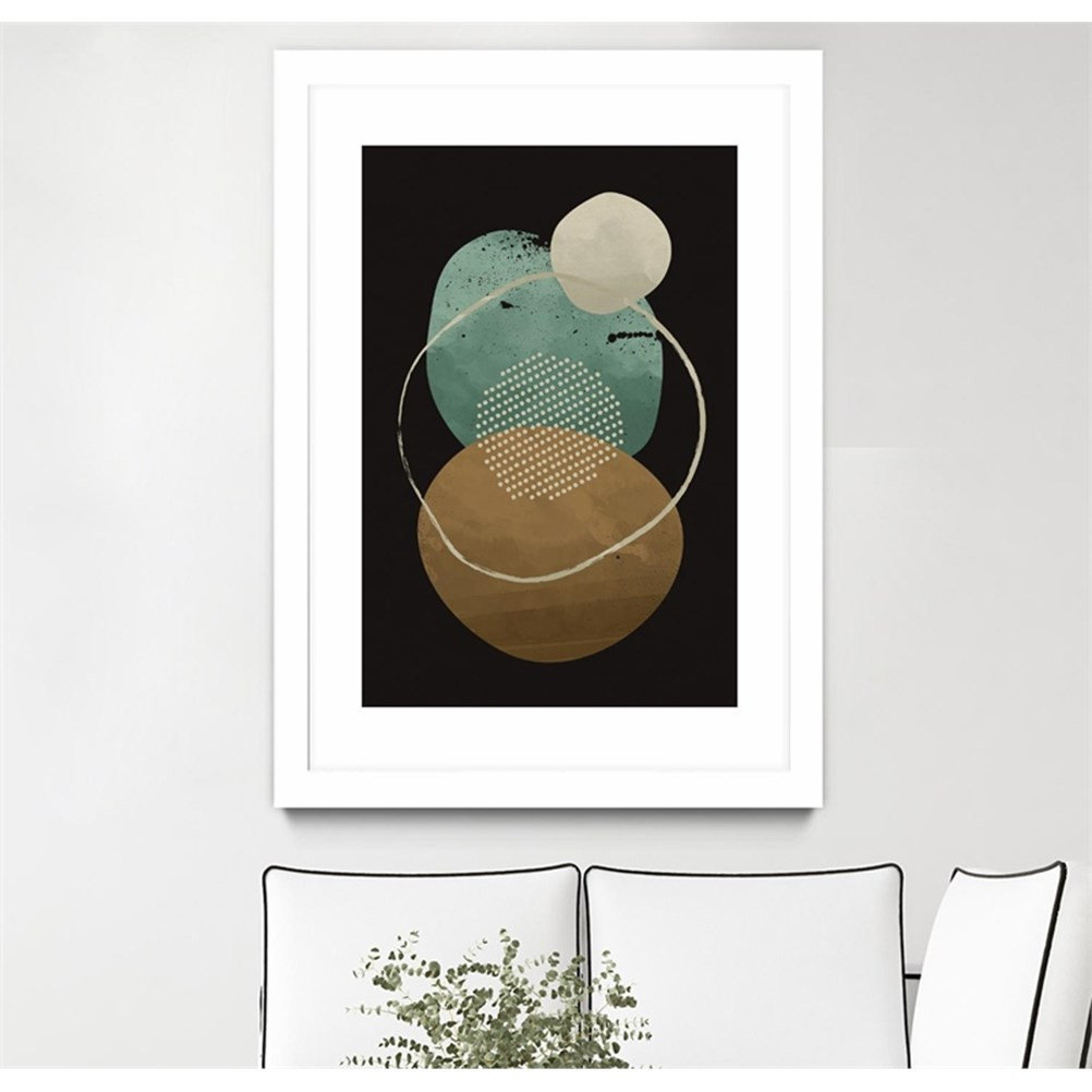 Giant Art 24x36 Abstract Geo III Matted and Framed in Multi-Color ...