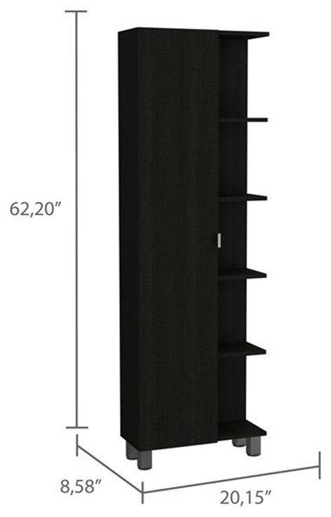 Pemberly Row 62" Linen Cabinet with Open Storage in Black ...