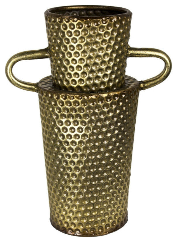 Downrightly Imposing Metal Dimple Texture Vase, Gold - Contemporary ...