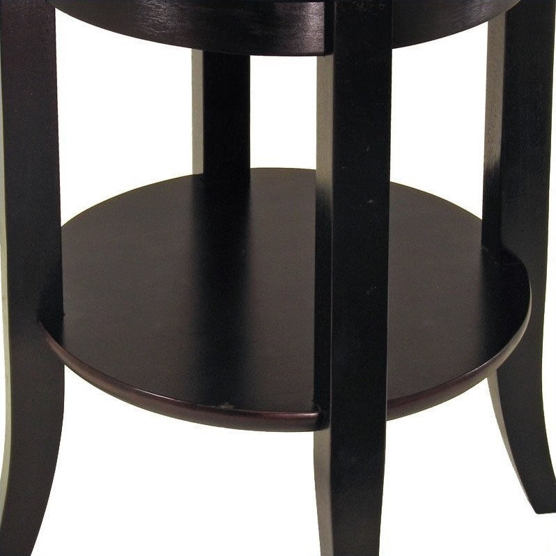 Pemberly Row Transitional Solid Wood End Table with Glass Top in ...