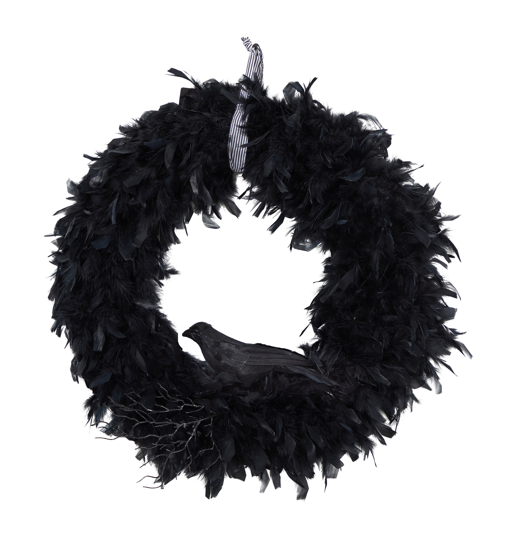 30" Halloween Raven Feather Wreath - Modern - Wreaths And Garlands - by ...