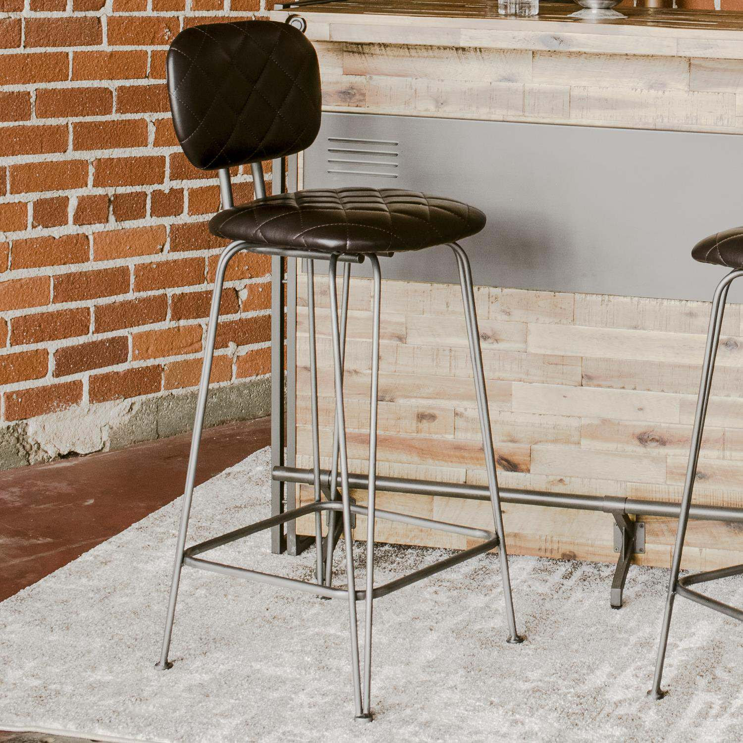 Unique Bar Stool, Hairpin Metal Legs With Quilted Leatherette Seat ...