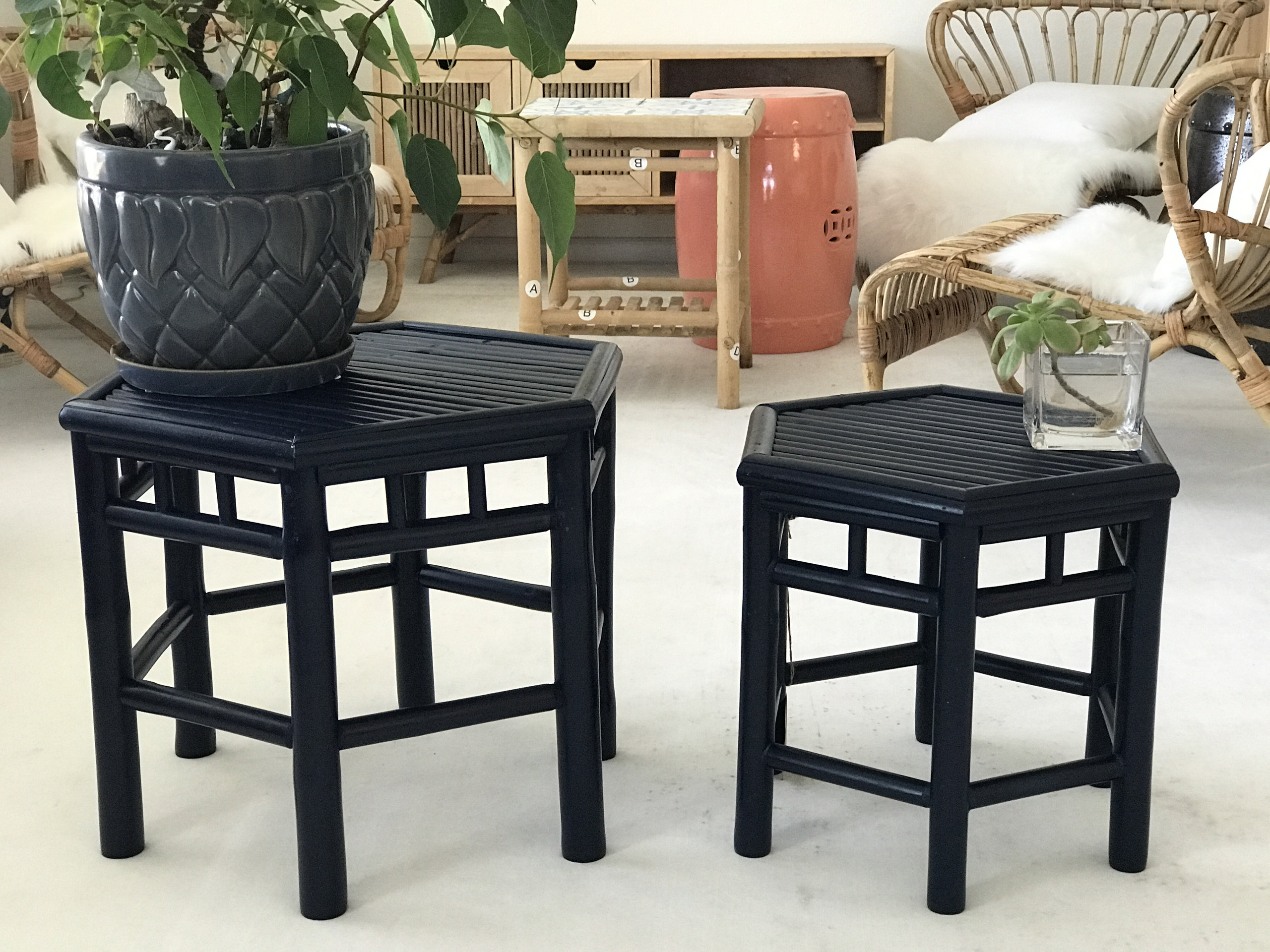 Bamboo End Table, 2-Piece Set, Royal Blue - Contemporary - Side Tables ...