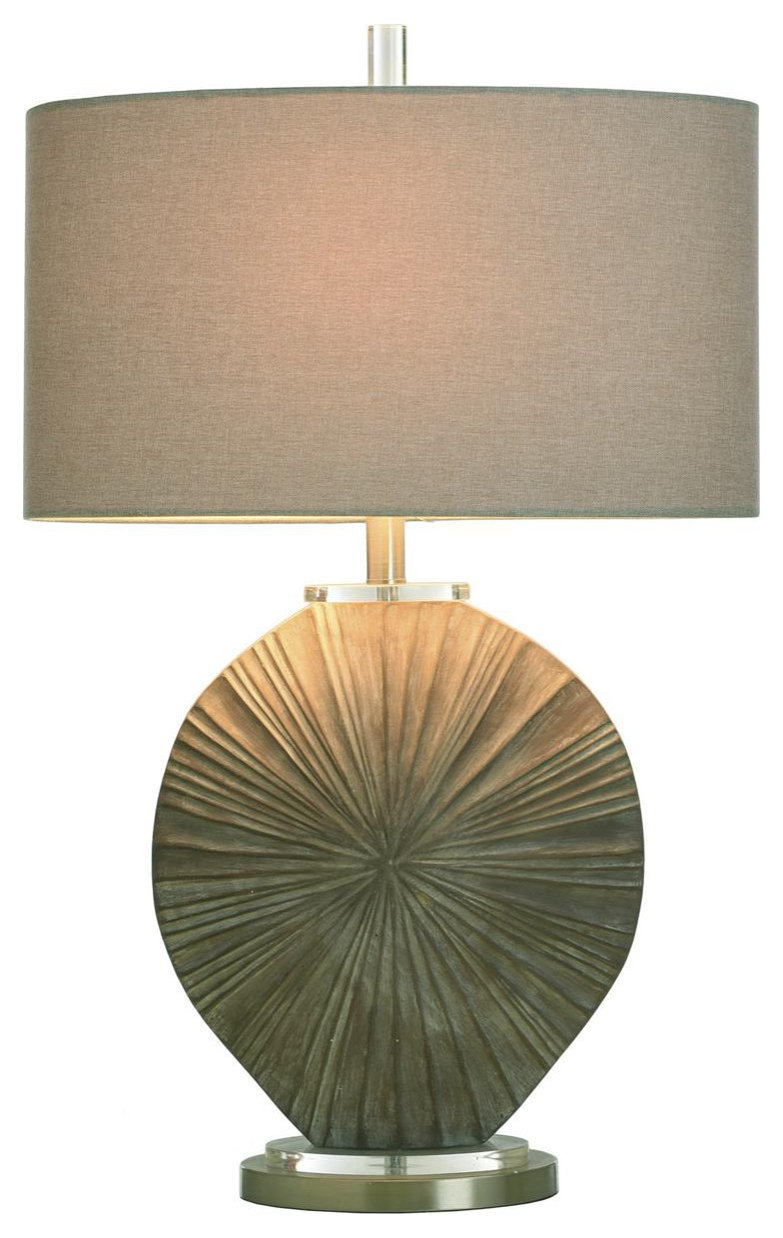 Silver Burst Table Lamp Brushed Grey And Brown Farmhouse Table