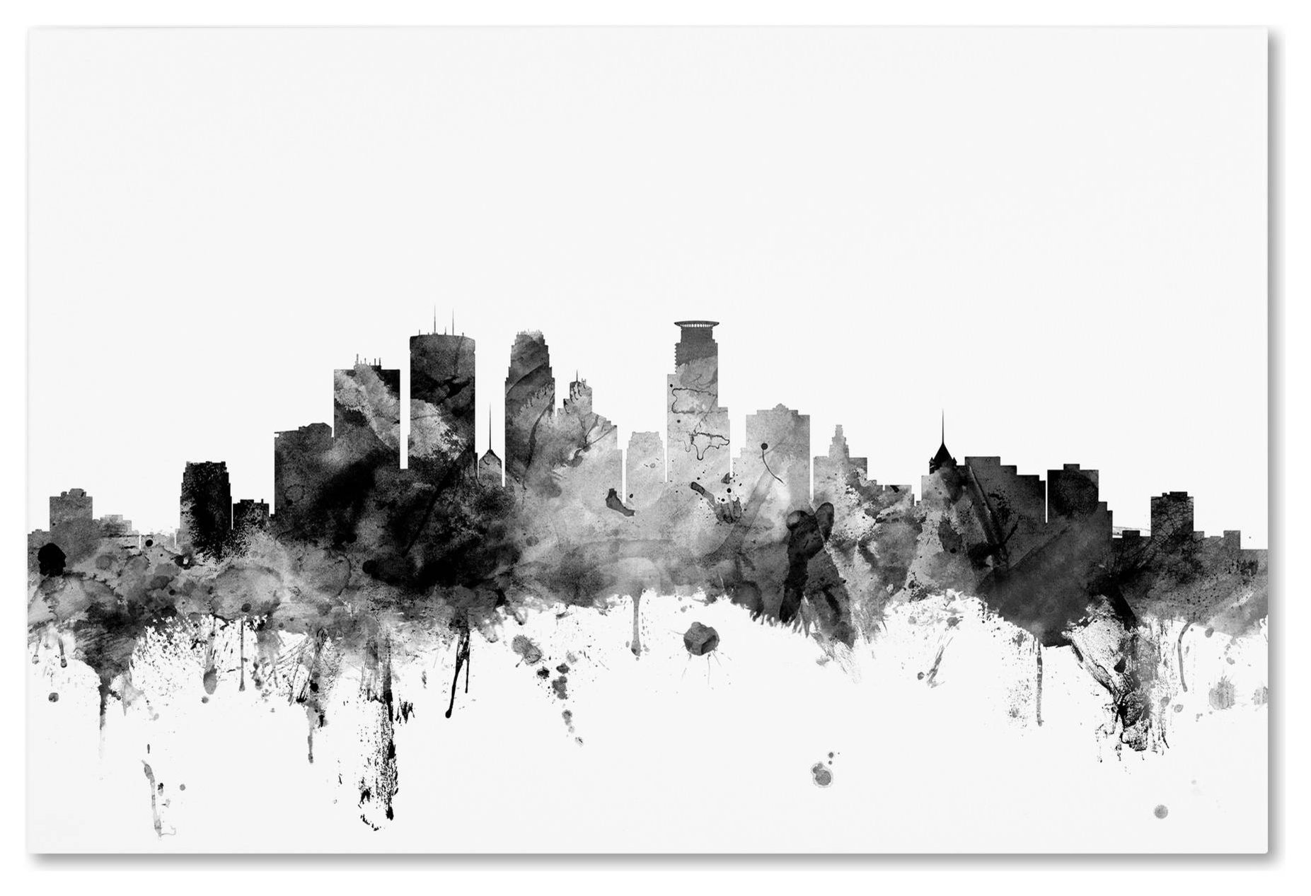Michael Tompsett 'Minneapolis MN Skyline B&W' Canvas Art, 30x47 ...