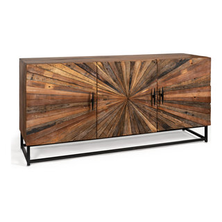 Preston 63" Wide 3 Door Reclaimed Wood Sideboard - Industrial - Buffets ...
