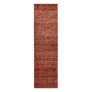 Aegina Diamonds Red/Rust Area Rug, 2'6"x12' - Contemporary - Hall And ...