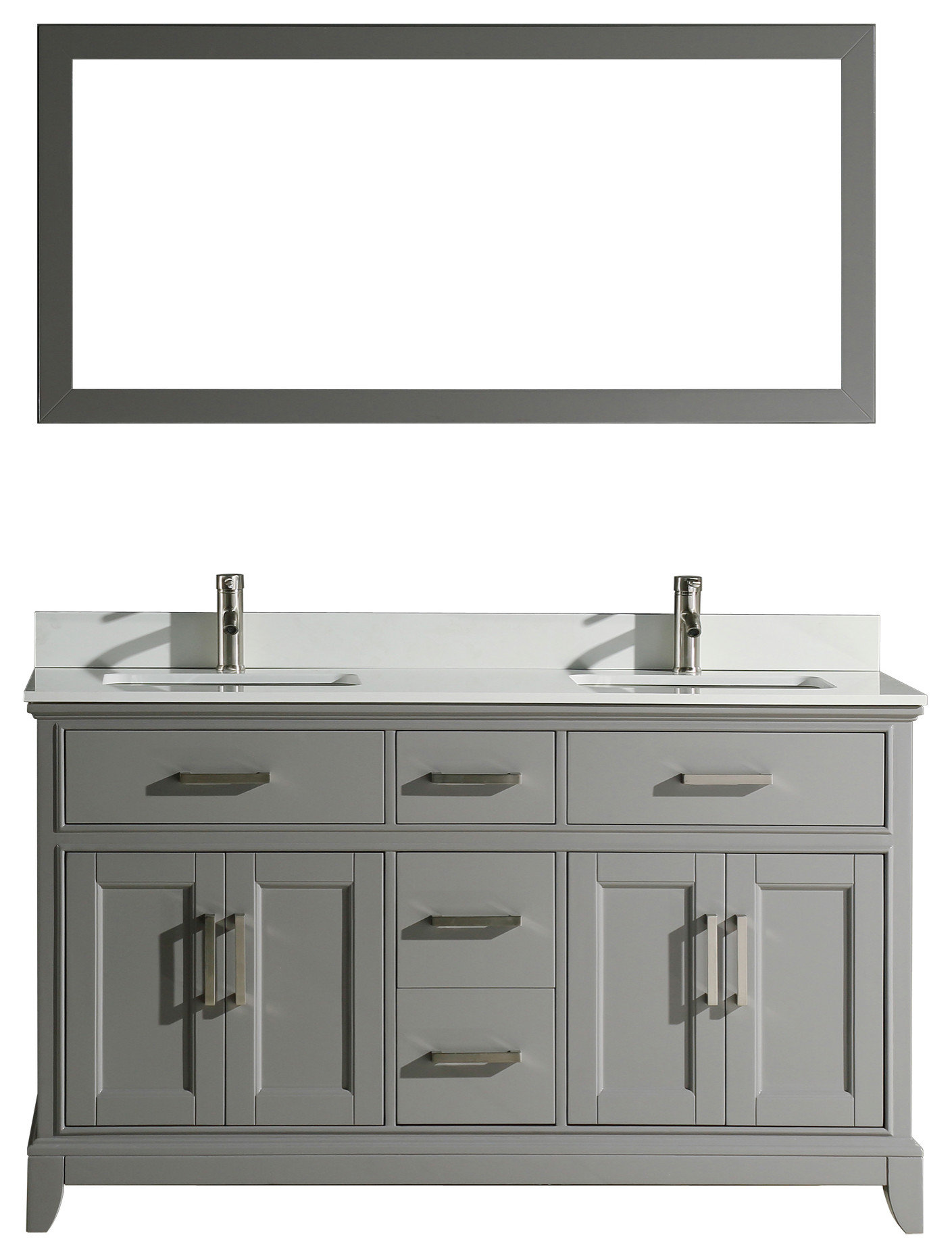 60" sl sink vanity set with phoenix stone top, soft closing doors ...