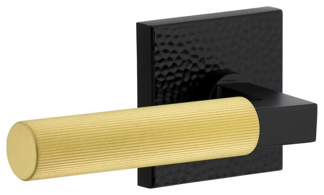 Quadrato Hammered Rosette Satin Black With Satin Brass Contempo Fluted ...