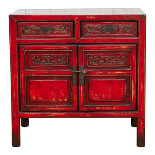 Finely Carved Red Chinese Cabinet - Asian - Accent Chests And Cabinets ...