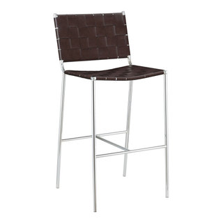 Adelaide Upholstered Bar Stool With Open Back Brown and Chrome ...