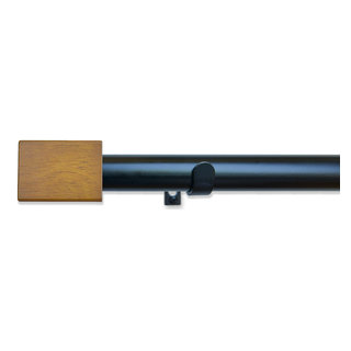 Linen Avenue Wood Rectangle Curtain Rod, 66" to 120" Single Rod ...