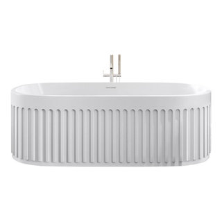 Eviva Cascade 67" Matte WH Oval Solid Surface Freestanding Bathtub ...