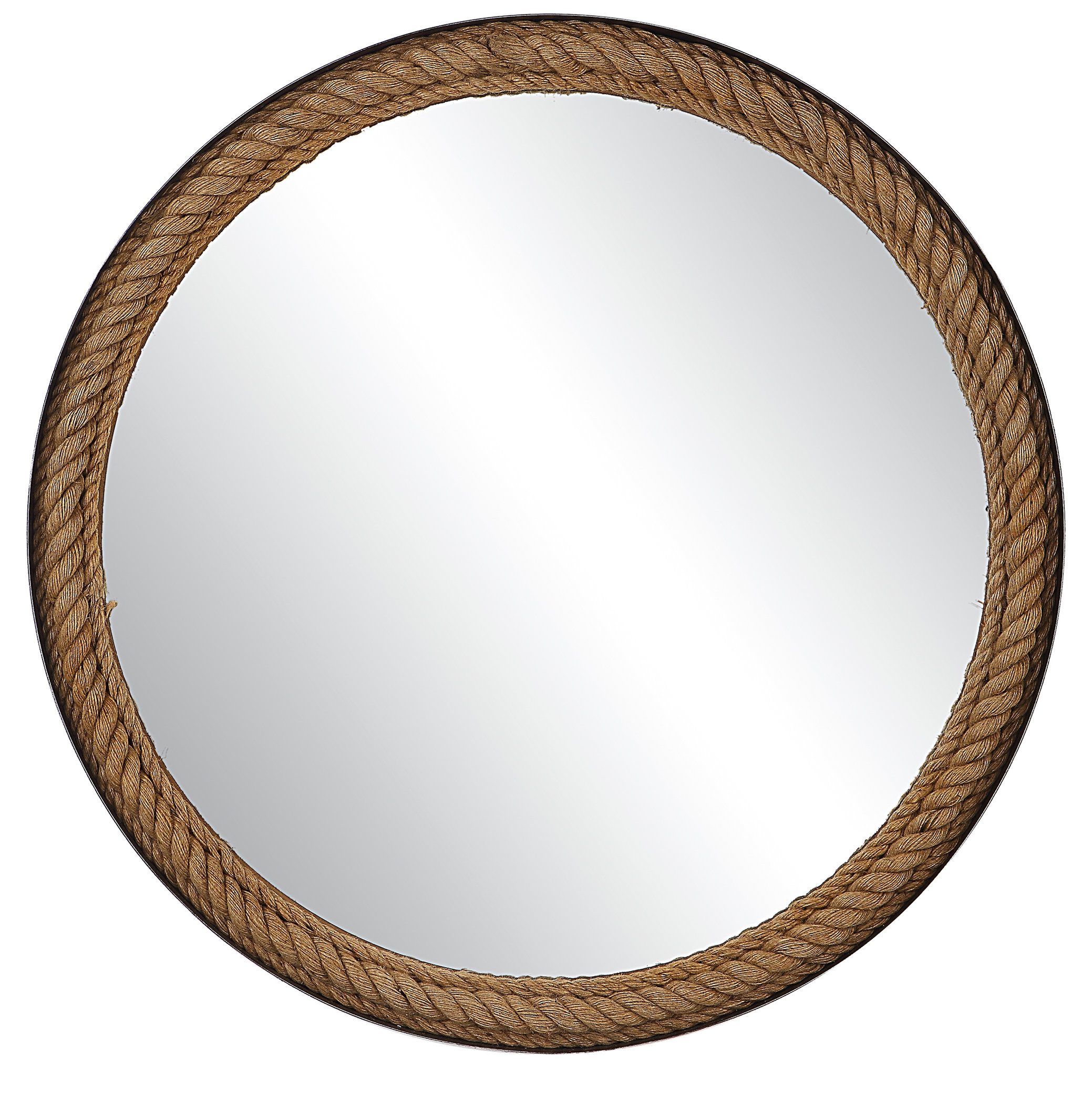 Bolton Round Rope Mirror - Beach Style - Wall Mirrors - by Ownax | Houzz