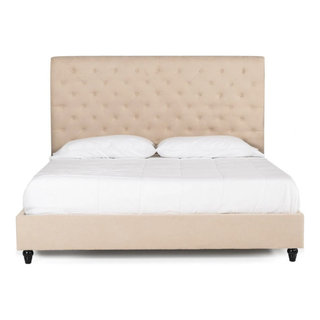 Maggie Beige Fabric Bed, King - Traditional - Platform Beds - by Rustic ...