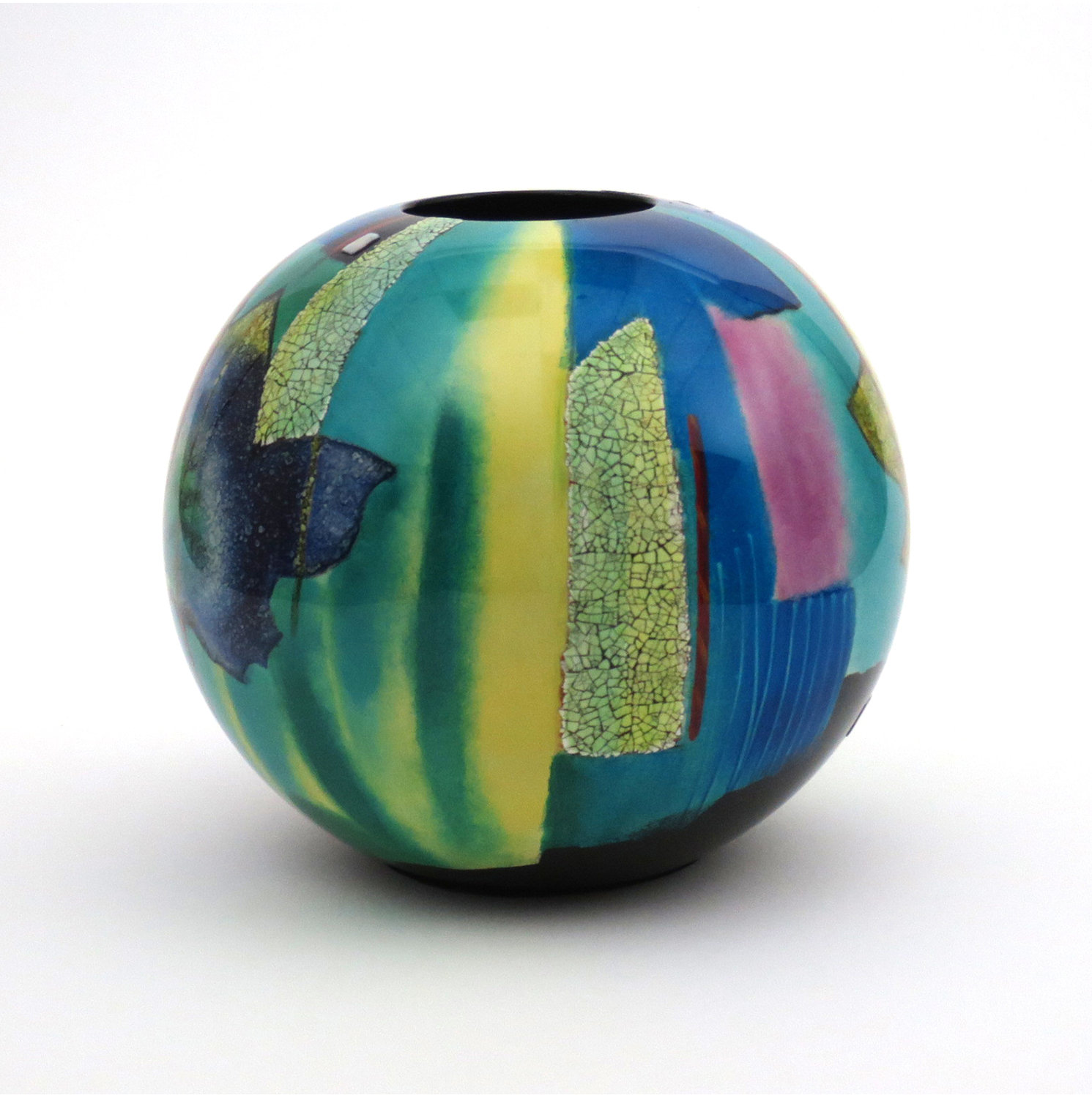 Round Lacquer Vase, Blue - Vases - by Hebi Arts, Inc. | Houzz