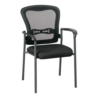 Titanium Finish Black Fabric Visitors Chair with Arms and ProGrid Back ...