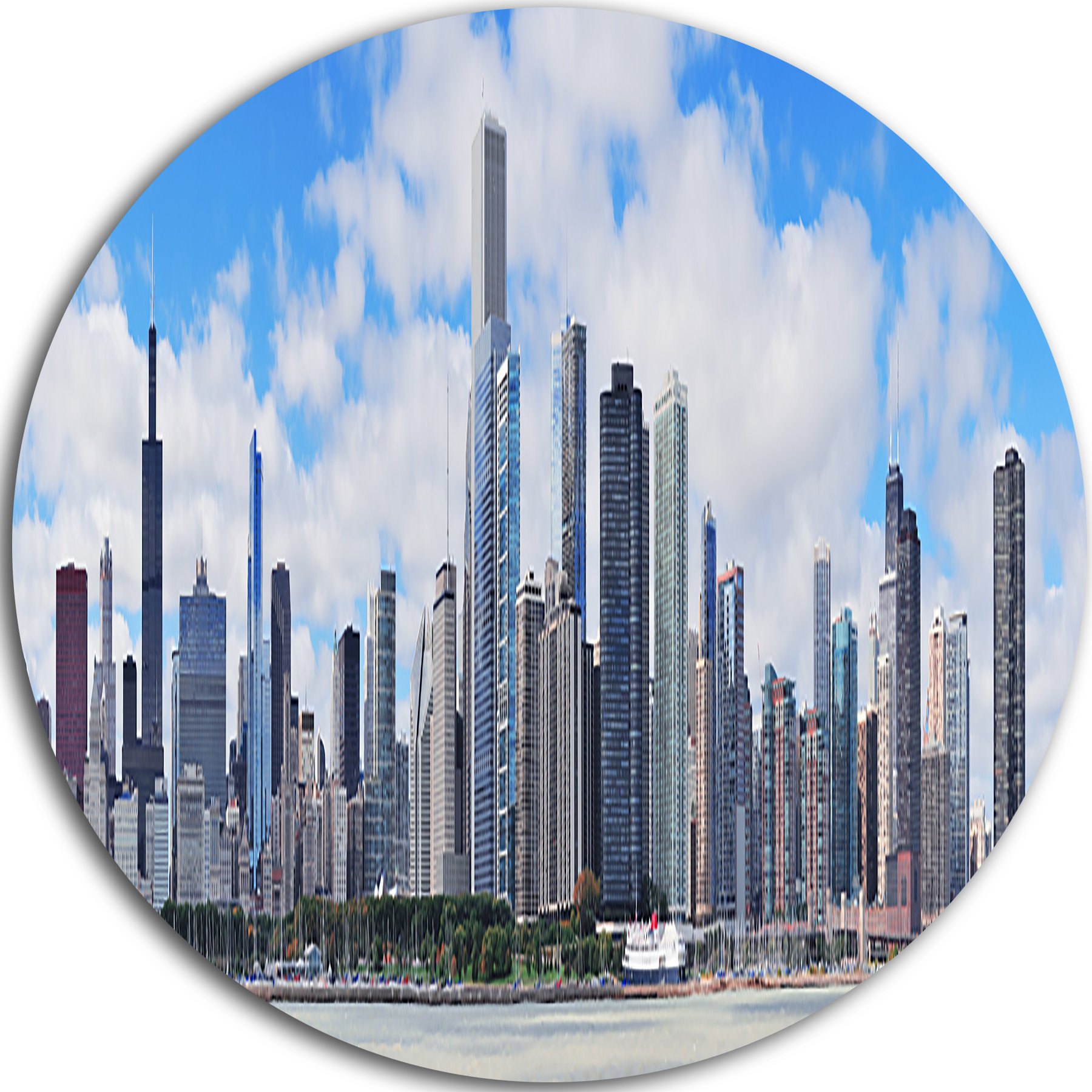 Chicago City Urban Skyline, Photo Round Wall Art, Disc of 38 inch ...