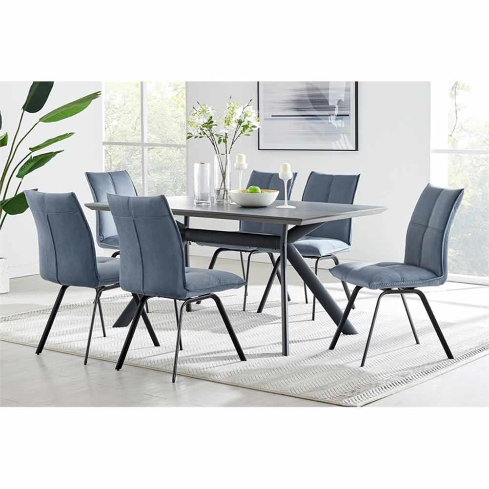 Armen Living Margot Rectangular Modern Metal Dining Table in Gray/Black - Midcentury - Dining ...