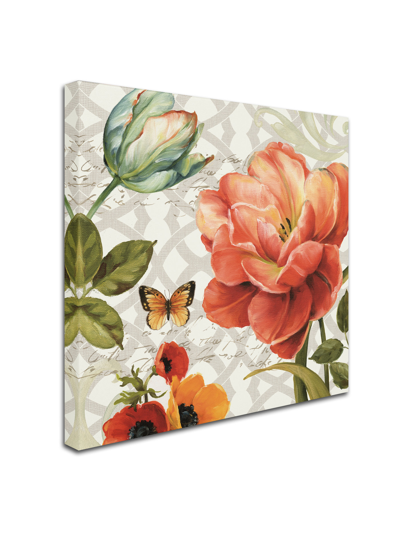 Lisa Audit 'Floral Story III on Grey' Canvas Art, 14"x 14 ...