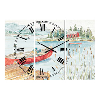 Lake House Canoes I Lake House Multipanel Metal Clock - Rustic - Wall ...
