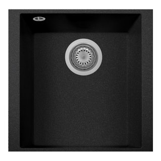 One Series 16" Drop-In Single-Bowl Granite Bar Sink, 16" - Contemporary ...