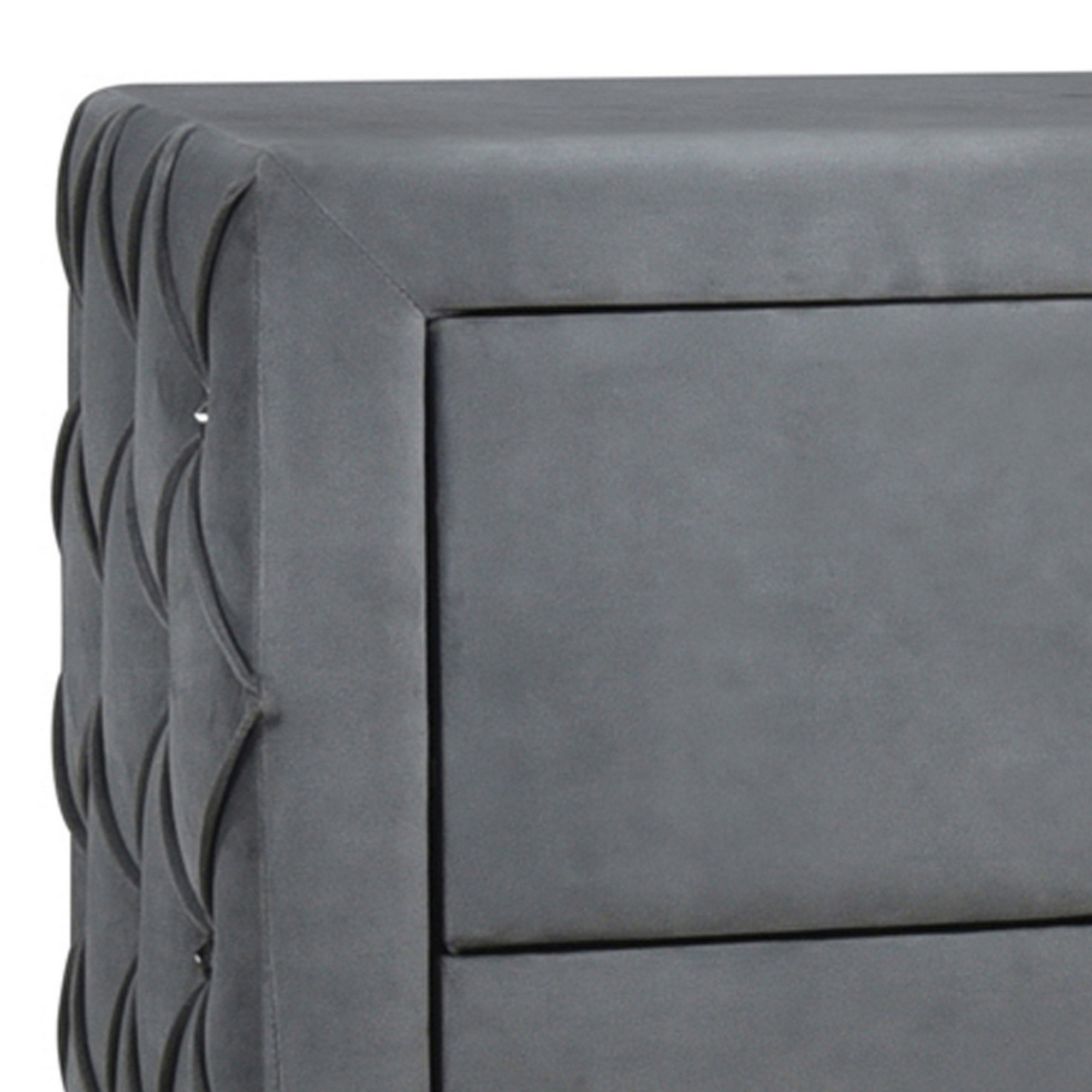 Benzara BM216084 Upholstered Button Tufted Nightstand with 2 Drawers ...