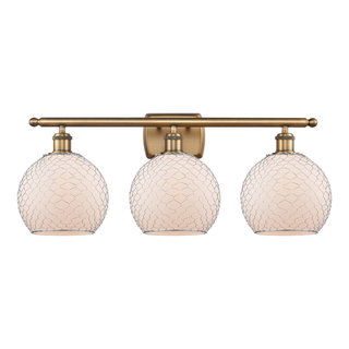 Farmhouse Chicken Wire 3-Light Bath Vanity-Light - Industrial ...