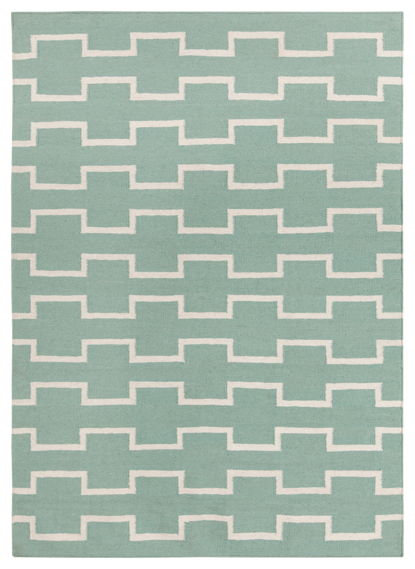 Lima Hand-Woven Flatweave Reversible Wool/Cotton Rug, Blue/White 5'x7 ...