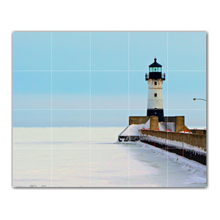 Lighthouse Ceramic Tile Wall Mural HZ500826, 40" Wide x 32" High ...