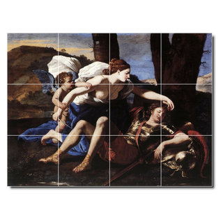 Nicholas Poussin Mythology Painting Ceramic Tile Mural #149, 48" Wide x ...