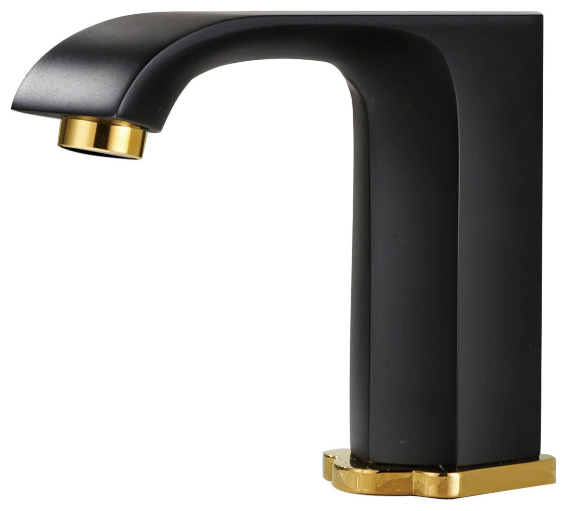 Bathselect Commercial Automatic Matte Black & Gold Motion Sensor Faucet ...