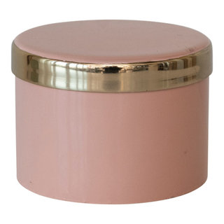 Enameled Metal Box With Shiny Interior, Pink and Gold - Contemporary ...