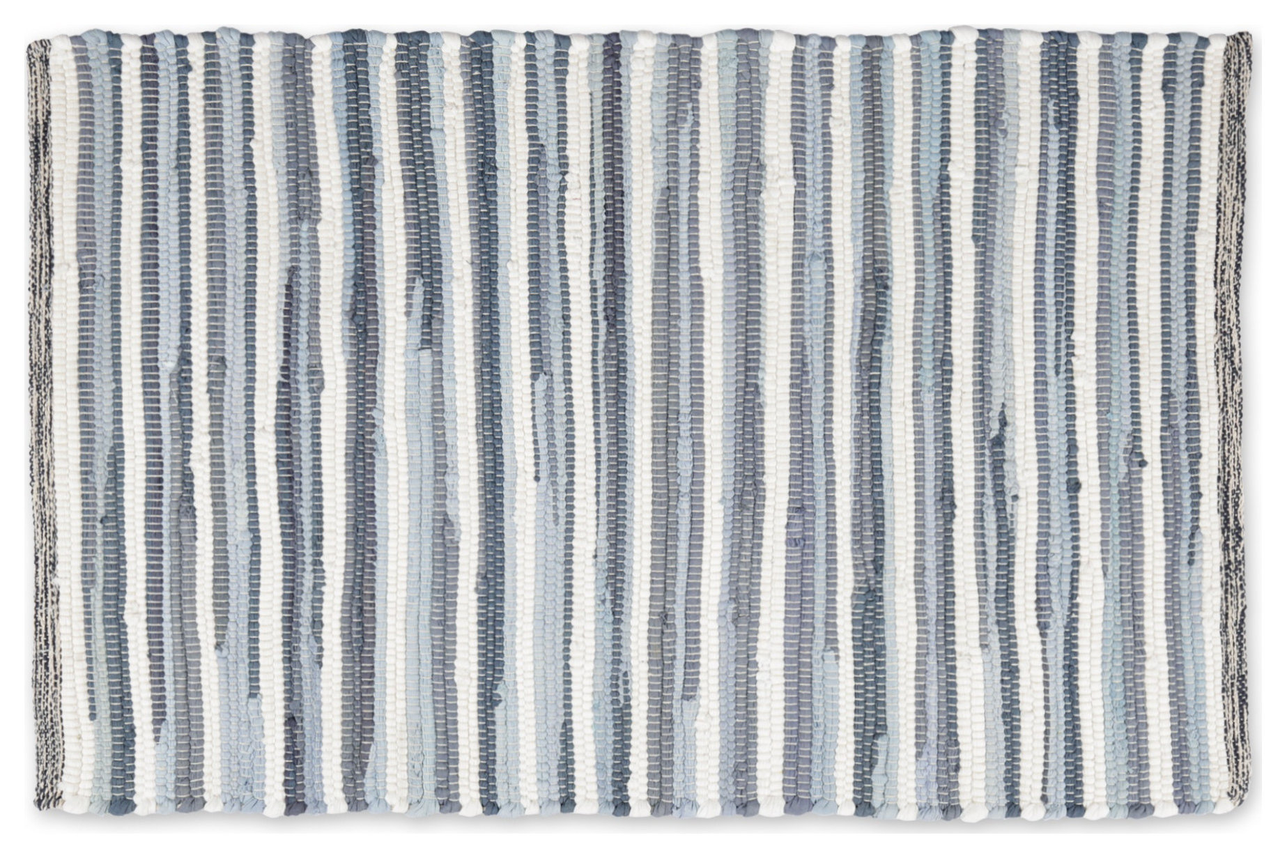 Stonewash Blue Slim Stripe Cotton Chindi Rug 4X6Ft - Contemporary ...