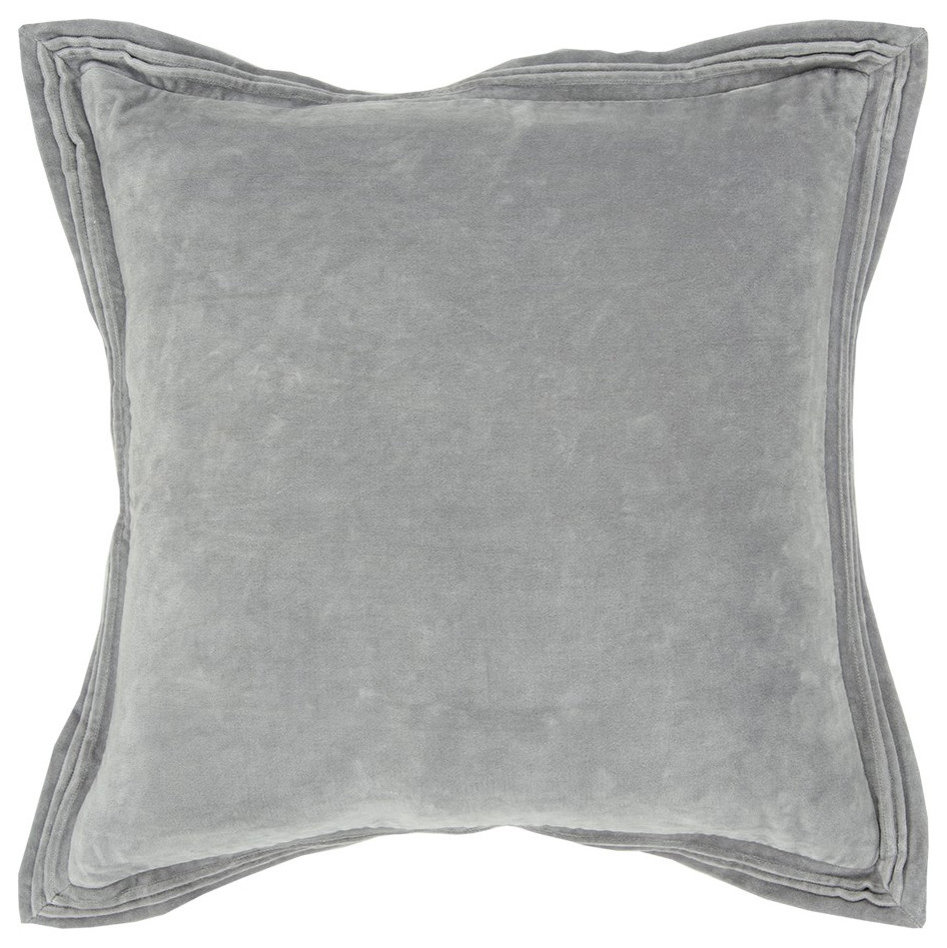 Gray Pin Tucked Flange Modern Throw Pillow - Transitional - Decorative ...