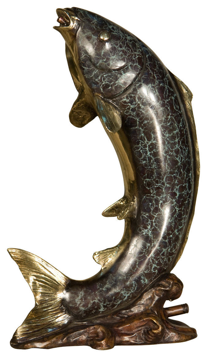 17" Koi Fish Fountain With Marble Base - Beach Style - Outdoor ...
