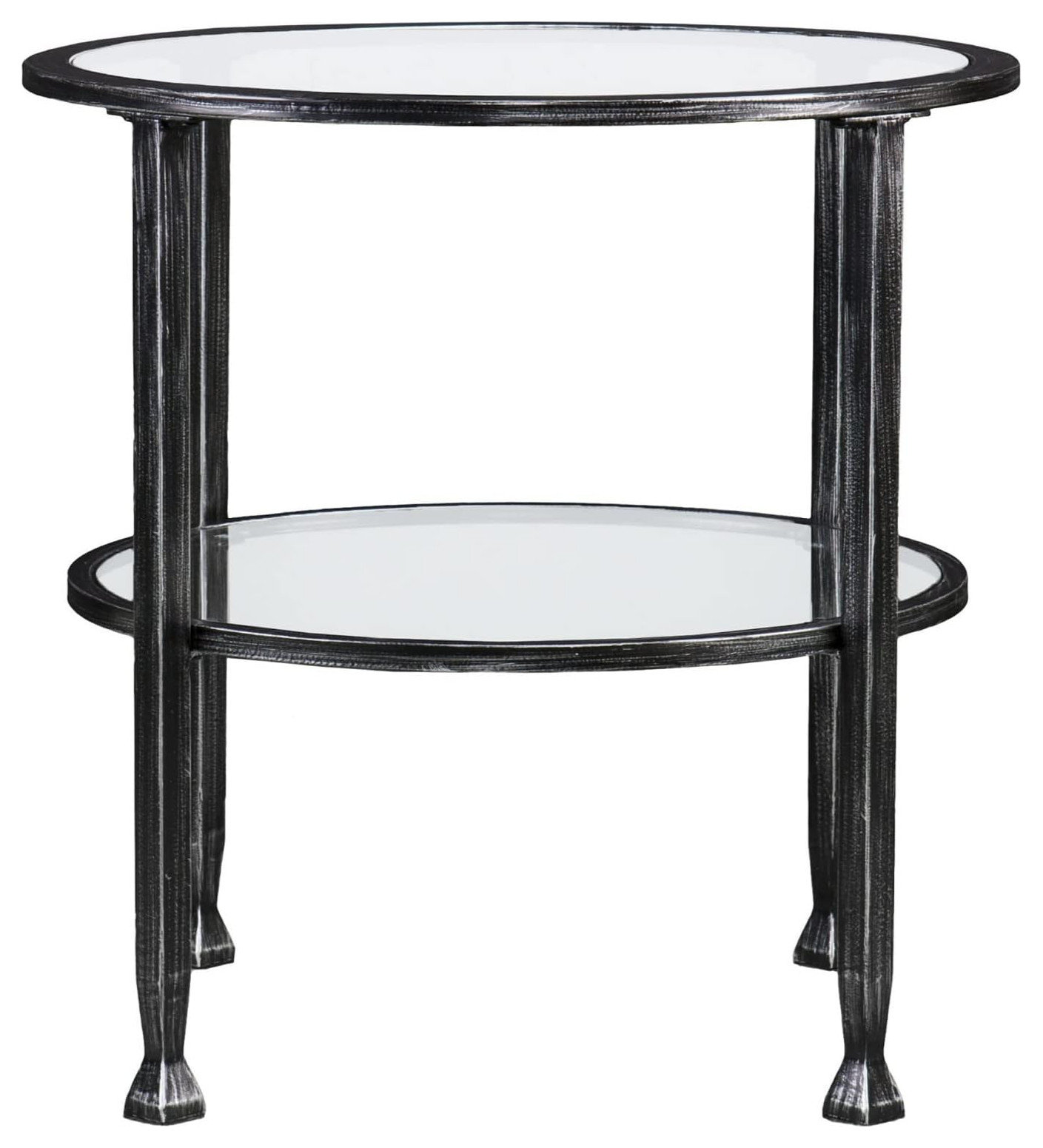 Traditional End Table, Hand Painted Iron Frame With Round Glass Top ...