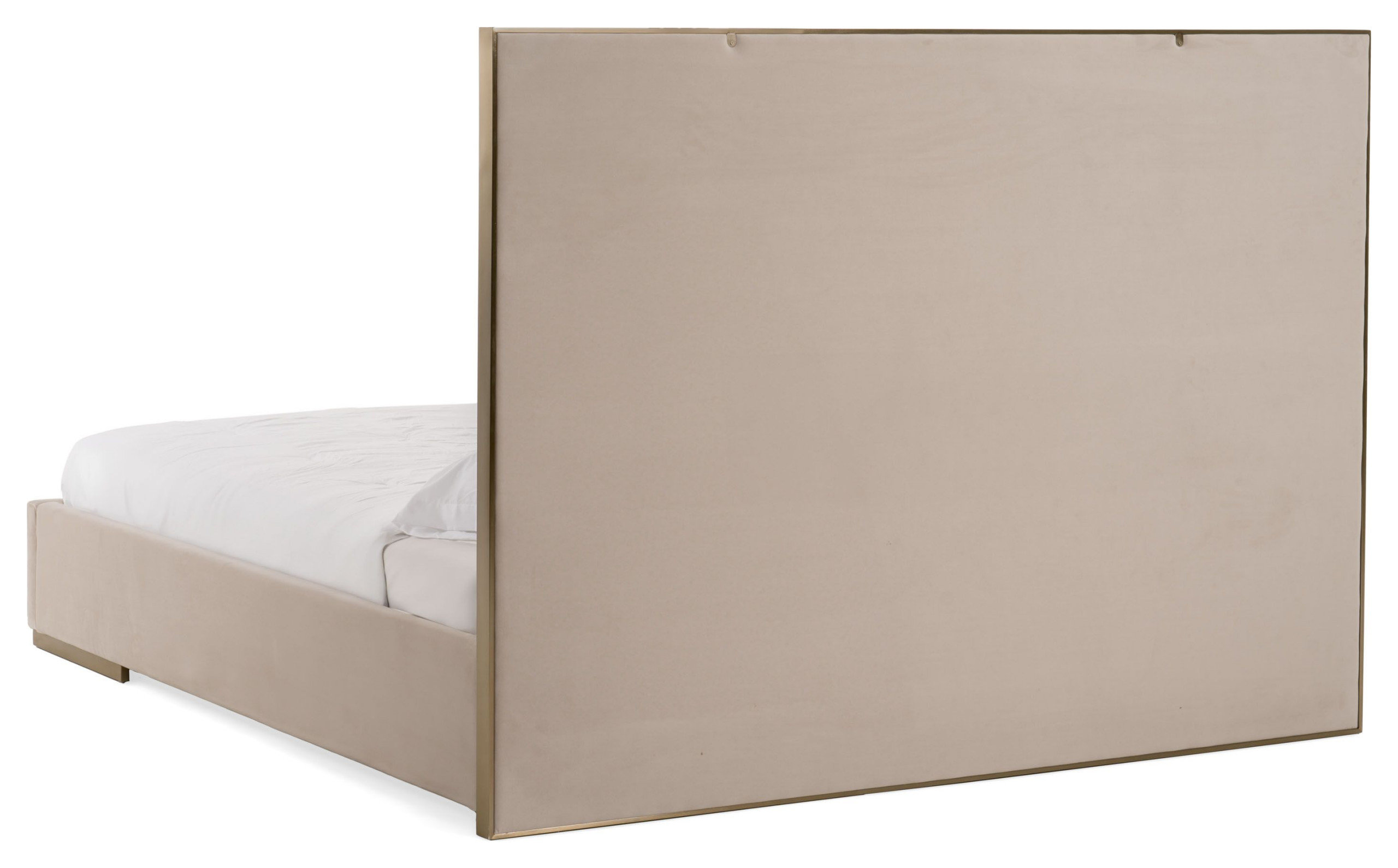 Modrest Cartier Modern Beige Velvet and Brushed Brass Bed, Queen ...