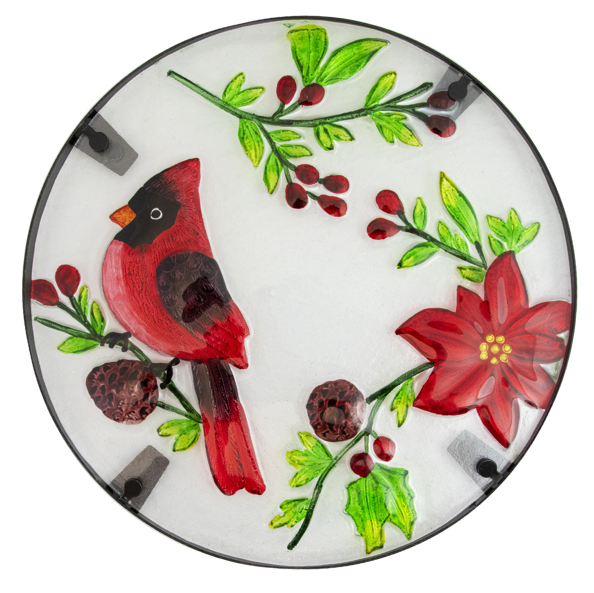 19" Cardinal Pine Cone Glass Patio Side Table - Modern - Wreaths And ...